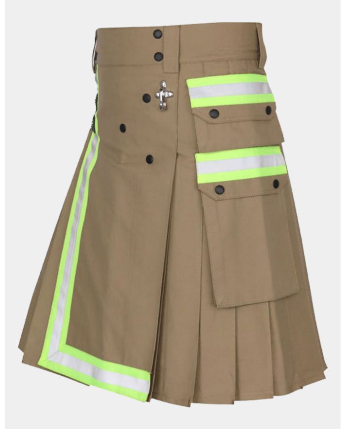 Khaki Fireman Firefighter Utility Kilt For Men